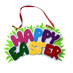 VALICLUD Front Door Garland Happy Easter Door Sign Felt Welcome Sign Banner Garden Hanging Flag Wall Door Decoration for Easter Party Decorations and Supplies Home Decoration