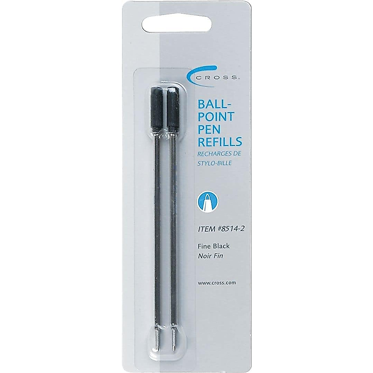 Cross 85142 Refills For Ballpoint Pens, Fine, Black Ink, 2/Pack