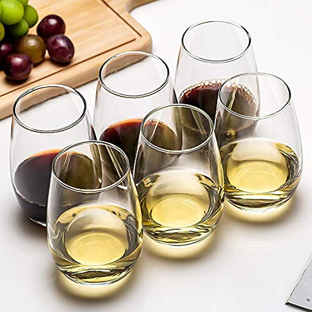 CZUMJJ Stemless Wine Glasses Set of 12 Clear Red White Wine Glass for Party, Wedding, Anniversary - 13 Oz