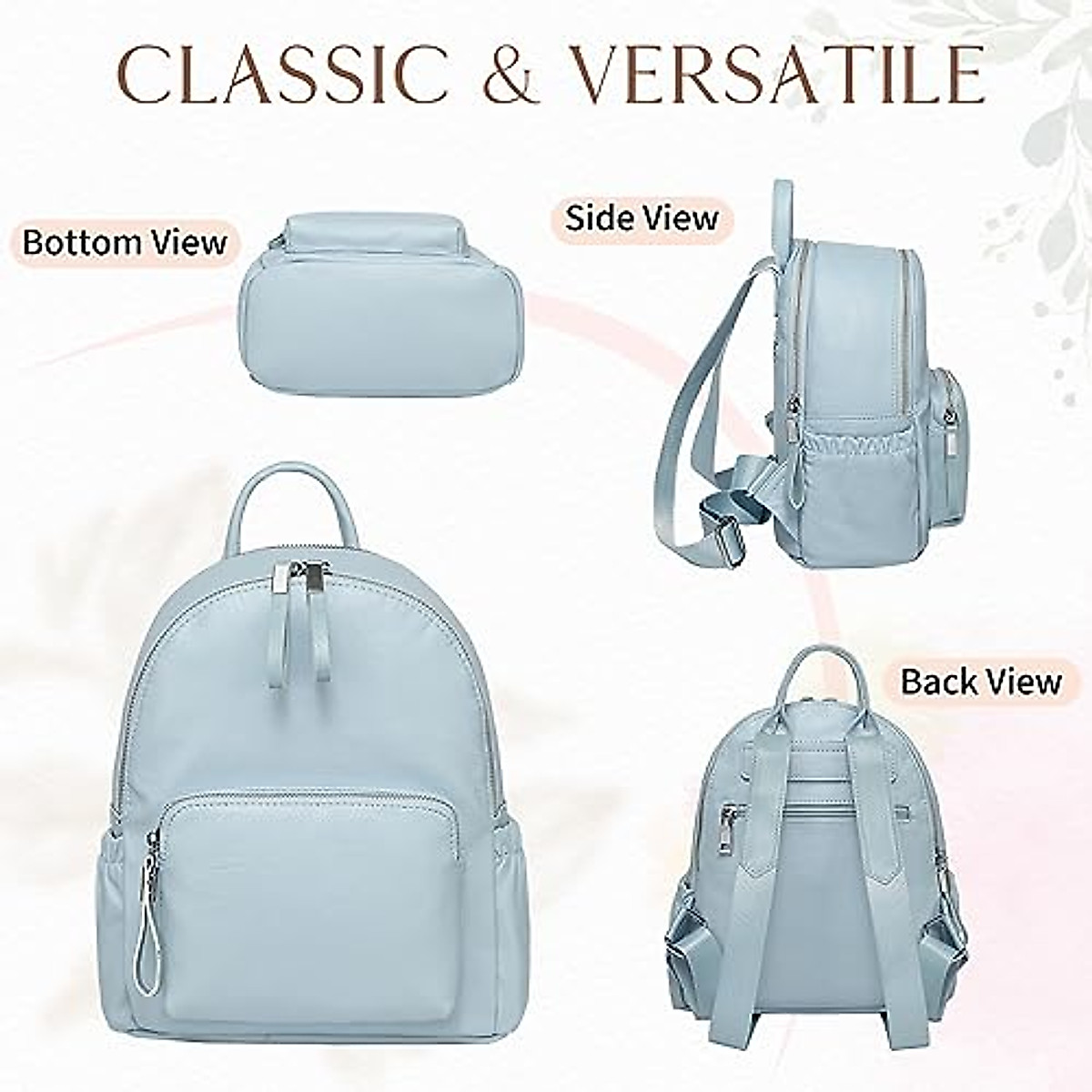 VASCHY Mini Backpack Purse, Faux Leather Small Backpack for Women (Sky Blue)