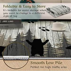 Area Rugs 6x9 Entryway Rug Forest Animal Bear Plant Silhouette Print Rug Non-Slip Washable Rug Indoor Mat Kitchen Rug Contemporary Carpet Bathroom Living Room Bedroom