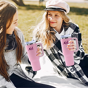 Samtrade Drinking Cup, Stainless Steel Insulated Tumbler with Handle (40oz) - 100% Leak-Proof Friendly Travel Mug, Light Lavender, YX-T40