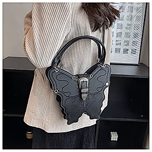 MILATA Butterfly Shaped Crossbody Bag Tote Retro Vintage Shoulder Top Handle Bag Satchel Purse for Girl Women (black)