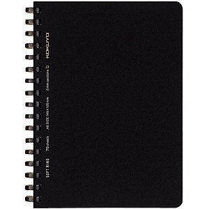 KOKUYO D Shaped Soft Ring Notebook, 5mm Grid Ruled, 70 Sheets, A6, Black, Japan Import (SU-SV457S5-D)