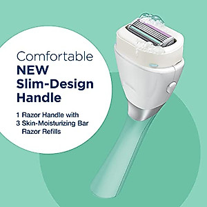 Schick Intuition Sleek Razors for Women with Sensitive Skin | 1 Razor & 3 Intuition Razor Blades Refill with Organic Aloe