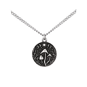 HAQUIL Mushroom With Triple Moon Pendant Necklace, Cute Mushroom Stuff Mushroom Necklace Vintage Mushroom Necklace Jewelry Gifts For Women