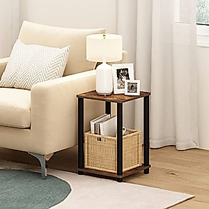 Furinno Turn-N-Tube Haydn End Table, Amber Pine/Black