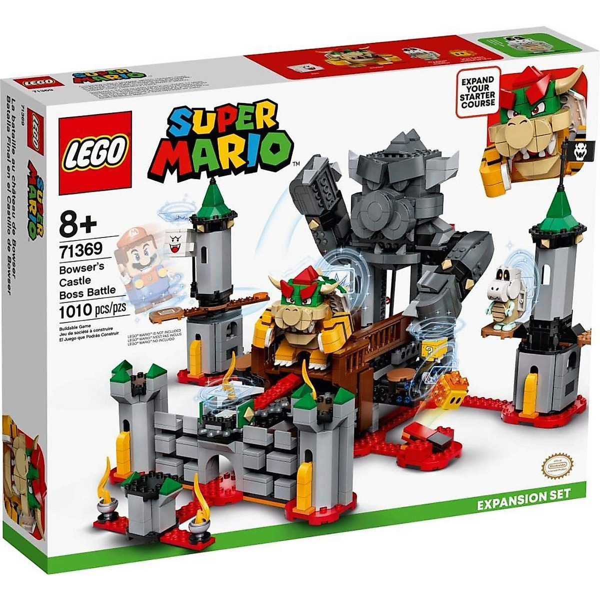 LEGO Super Mario Bowser’s Castle Boss Battle Expansion Set 71369 Building Kit; Collectible Toy for Kids to Customize Their Super Mario Starter Course (71360) Playset (1,010 Pieces)