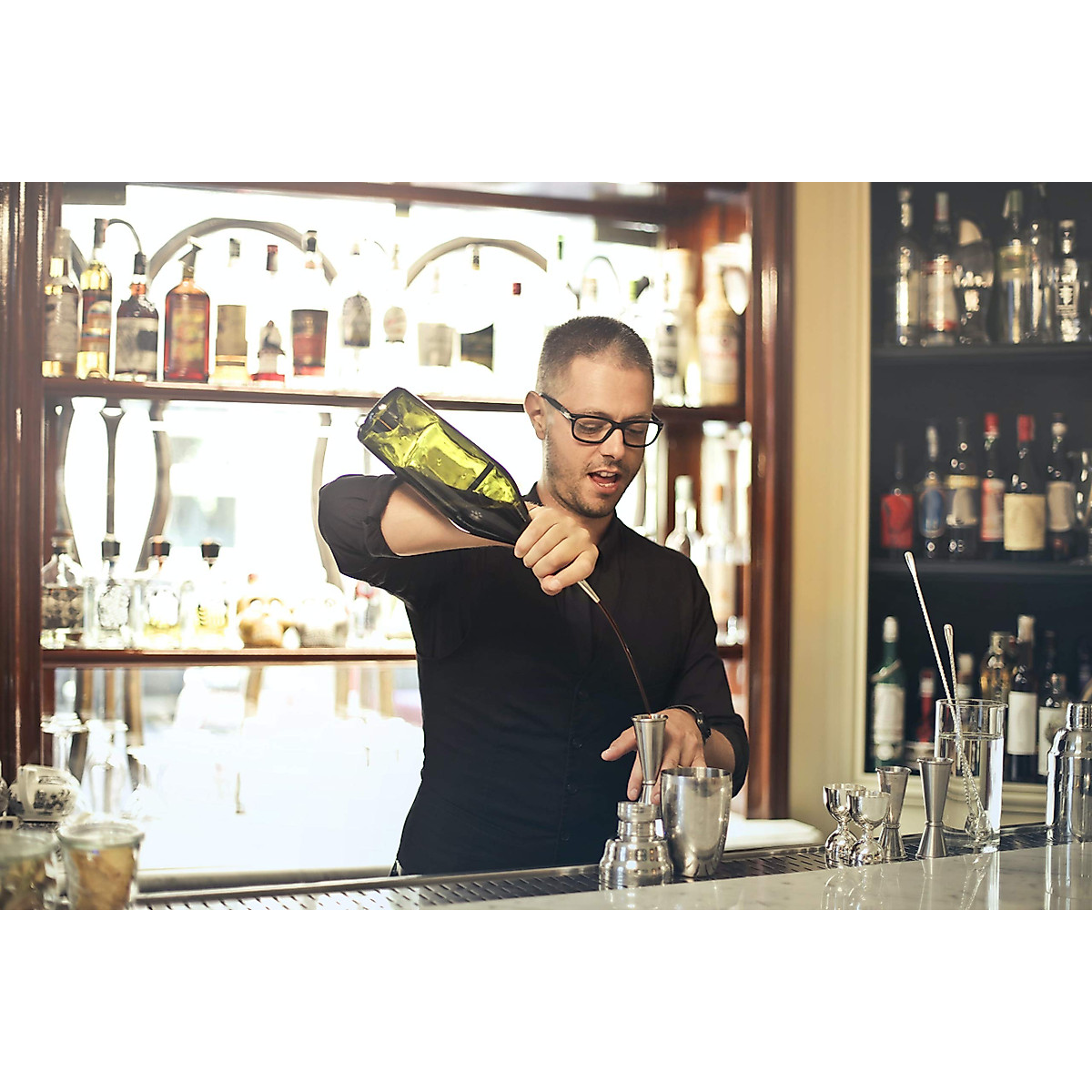 Trovety Liquor Bottle Dispenser Spouts – Classic Speed Pours for Alcohol, Olive Oil and Shave Ice Syrup – Rustproof Stainless Steel with Tapered Pouring Funnels and Dust Caps (2 Pack)