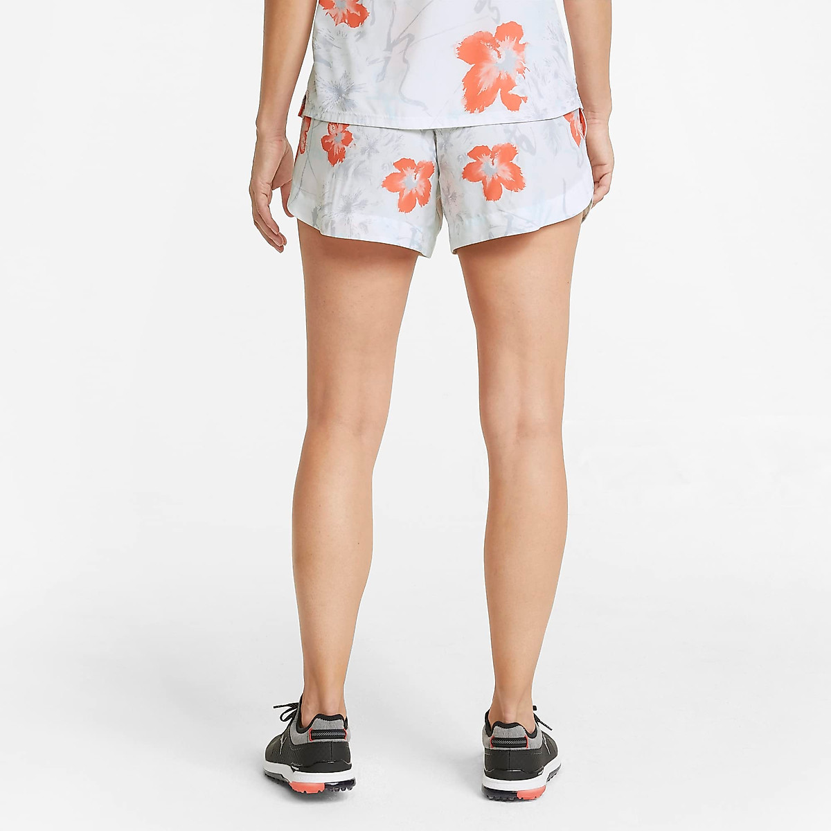 Puma Golf Women's Standard Nassau Short, Bright White-Hot Coral, X-Small