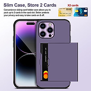 SAMONPOW 4-in-1 iPhone 14 Pro Max Case with Screen Protector & Camera Cover Full Body Hybrid iPhone 14 Pro Max Case Wallet Card Holder Shockproof Protective Case for iPhone 14 Pro Max for Women Men