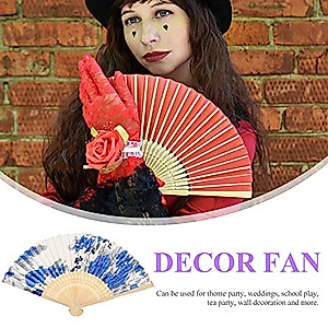 RAZZUM 2 Pcs Floral Folding Hand Fan Chinese Vintage Retro Silk Handheld Fans with Frames for Wedding Dancing Church Party Gifts As Shown Fan