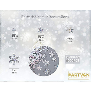 Christmas Snowflake Confetti Decoration- 1500pcs | Snowflakes Frozen Party Confetti | Winter Wonderland Birthday Baby Shower Wedding Sequins Christmas Party Sprinkles Confetti Decorations (Silver)