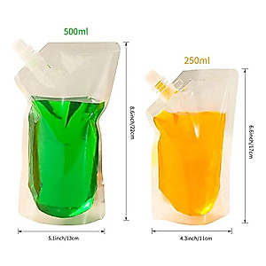 OHMAXHO Alcohol Pouches for Liquor,Reusable Drink Pouches for Adults Alcohol Drinking Flasks,Concealable Plastic Liquor Bags with Funnel,Plastic Travel Flasks (8OZ4 + 16OZ4)