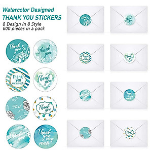 Thank You Stickers Roll 500 Pieces 1.0 Inch Thank You for Supporting My Small Business Stickers with 8 Designs Thank You Stickers Corporate Blue Labels Thank You Small Business Stickers