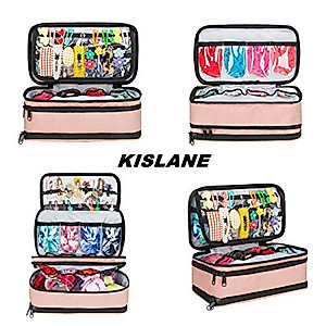 KISLANE Baby Girl Hair Accessories Storage Bag, Soft Headbands Holder, Barrette, Bows, Hair Ties, Pins, Clips Storage Bag for Girls, Baby Mittens Storage Travel Bag with Multi-Compartment