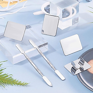 OLYCRAFT 6PCS Stainless Steel Makeup Palette Mini Ring Palette with Spatula Tool Makeup Palette Tools for Nail DIY Art Design Paint Color- 1.7 x 1.3 Inch