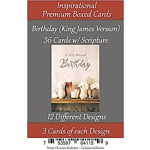 Generic King James Version (KJV) 36 ct Birthday Christian/Religious Greeting Card Set with Envelopes
