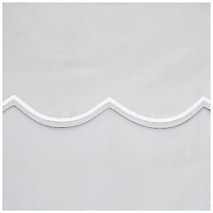 Clarence linen Scalloped Trim Duvet Cover & Shams 100% Cotton Sateen 400 Thread Count (FullQueen, White Scalloped)