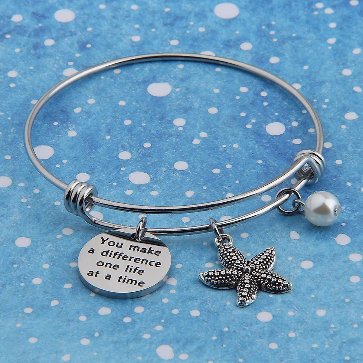 bobauna You Make A Difference One Life At A Time Starfish bracelet Appreciation Gift For Volunteer Social Worker (make difference bracelet)