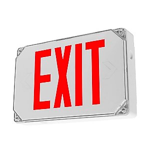 LFI Lights | Wet Location Rated Red Exit Sign | White Housing | All LED | Hardwired with Battery Backup | Single Sided | Knock Out Arrows Included | UL Listed | WLT-R