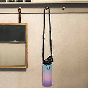 iLVANYA Paracord Handle with Shoulder Strap Compatible with Hydro Flask Wide Mouth Bottles, Paracord Strap Carrier for 12oz to 64oz Bottle, Bottle Accessories with Safety Ring Carabiner (Weave Grey)