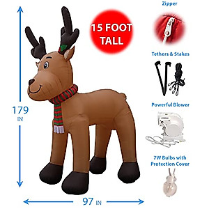 Jumbo 15 Foot Christmas Inflatable Reindeer Decoration