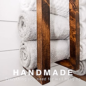 28'' Blanket Wall Rack, Solid Acacia Wood, Handmade Blanket Holder for Room Wall Mounted, Floating Blanket Storage & Display, Wall Decor for Home and Bedroom Organizer