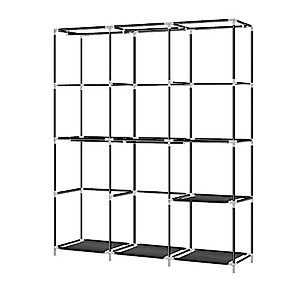 YOUUD Portable Closet 50 Inch Wardrobe Closet for Hanging Clothes with Non-Woven Fabric Cover and Hanging Rods, Quick and Easy Assembly, Grey