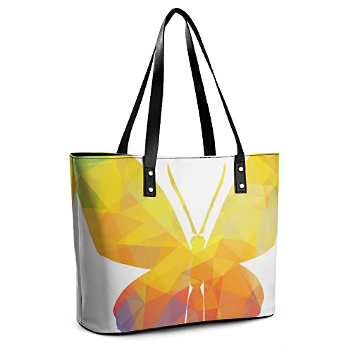 Womens Handbag Butterfly Yellow Leather Tote Bag Top Handle Satchel Bags For Lady