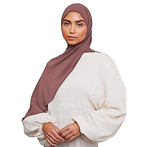 VOILE CHIC Hijab for Women Premium Chiffon Wrap Head Scarf Non-Slip (Dusty Rose)