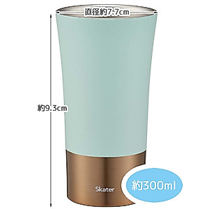 Skater STB3N-A Stainless Steel Tumbler, Hot and Cold Retention, 10.1 fl oz (300 ml), Pale Tone, Aqua