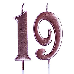 Rose 19th Birthday Candle, Number 19 Years Old Candles Cake Topper, Boy Or Girl Party Decorations, Supplies