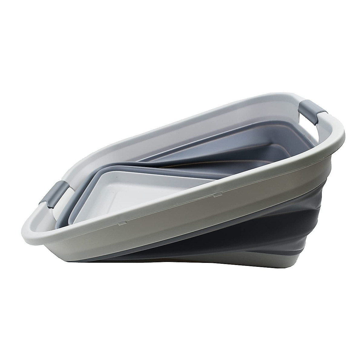 SAMMART 41L (10.8 gallon) Collapsible Plastic Laundry Basket - Foldable Pop Up Storage Container/Organizer - Space Saving Hamper/Basket, Water capacity: 32L(8.4 gallon) (Grey (Set of 2))