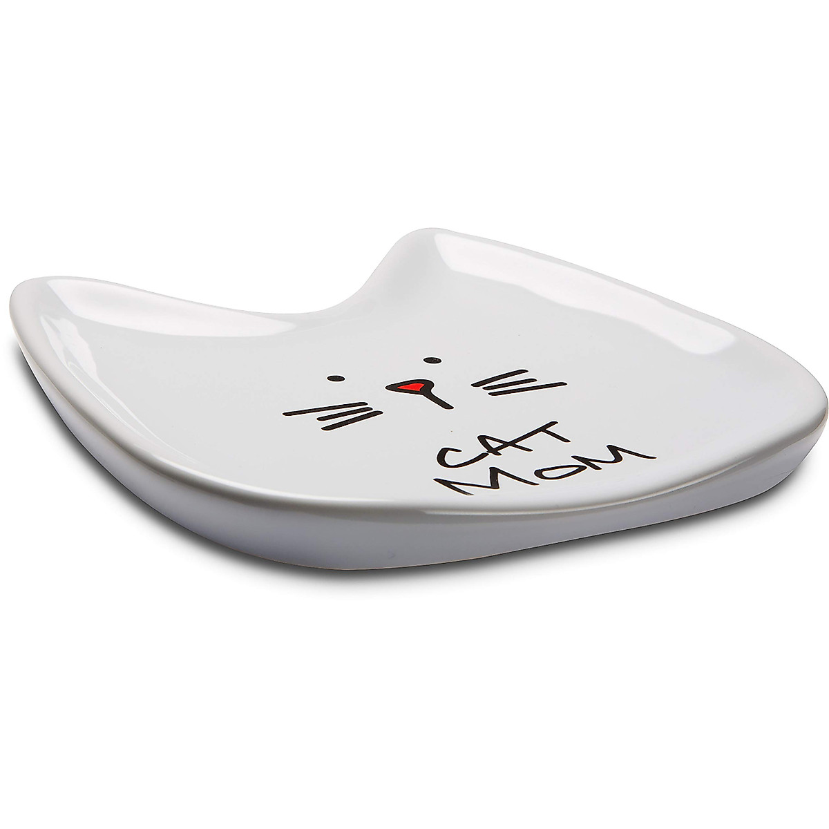 Pavilion Gift Company Blobby Cat, Cat Spoon Rest " Cat Mom", 5", White