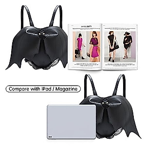 Ovida Bat Backpack Halloween Gothic Backpack Cute Heart Wings Mini Backpack Purse Casual Daypack Lace Shoulder Bag Lolita Bag