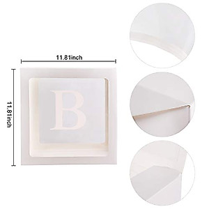 Baby Shower Boxes Party Decorations – 4 pcs Transparent Balloons Boxes Décor with Letters, Individual BABY Blocks Design for Boys Girls Baby Shower Decorations Gender Reveal Bridal Showers Birthday Party Backdrop