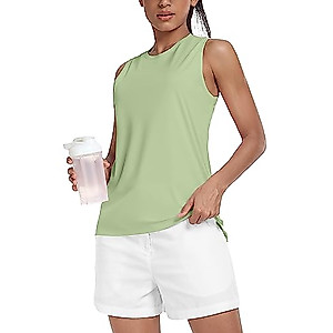 Hiverlay Workout Tank Tops for Women Loose Sleeveless Athletic Exercise Sports Gym Muscle Running Shirts Green s