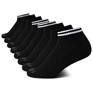 AND1 Boys' Socks - Athletic Cushion Quarter Cut Socks (8 Pack), Size Small-Medium, Solid Black