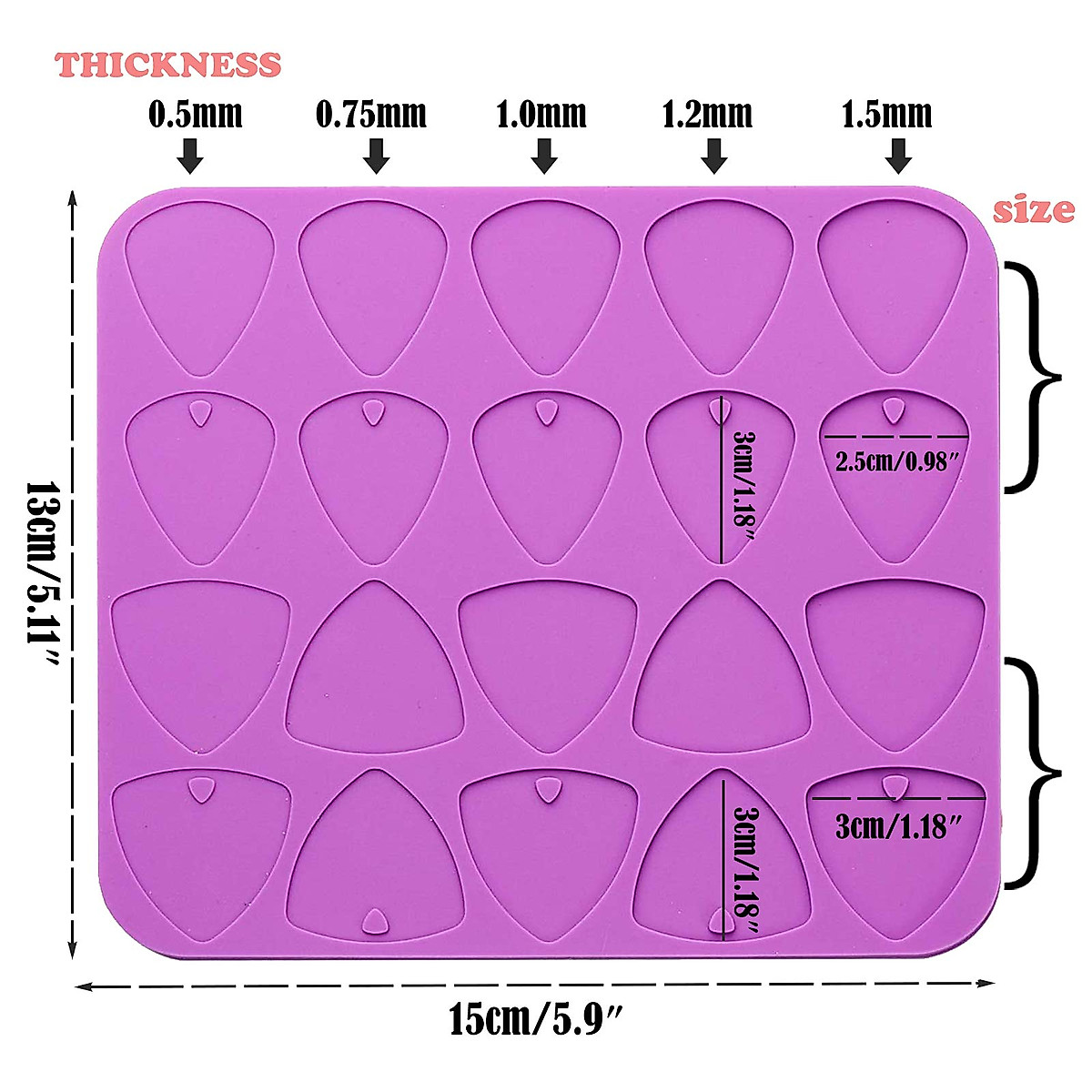 2 Pack Guitar Picks Epoxy Resin Molds Guitar Plectrums Silicone Casting Mold Jewelry Making Molds for DIY Guitar Thumb Finger Picks Keychain Pendant