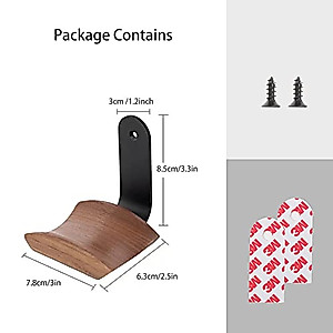 Mt.Jun Wood Headphone Wall Mount Holder, with VHB Adhesive Tape and Screw, Holds 10 lbs (Black & Walnut)