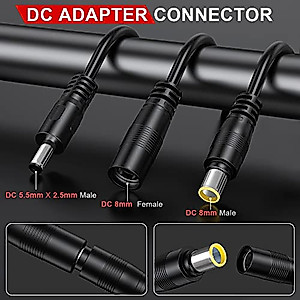 ELECTOP DC 8mm to 4X Adapter Connector Parallel Cable 14AWG Solar Charge Cable Compatible with Anderson XT60 DC 5.5mm DC 8mm Connector Port Adapter for Portable Power Station Solar Generator