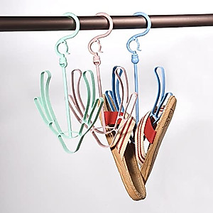 uxcell Shoes Drying Hanger, 270mm x 150mm PP Rotatable Shoe Hanging Racks Blue/Green/Pink, Pack of 3