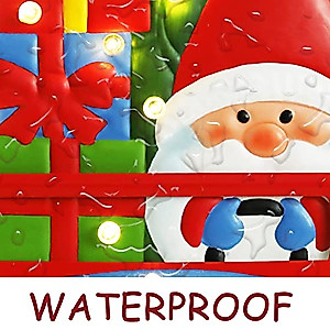 Christmas Garden Stakes with LED Light - Santa Claus Yard Sign with Stake, Xmas Decorations for Front Pathway Walkway Lawn, Metal Outdoor Decor Waterproof Battery Box