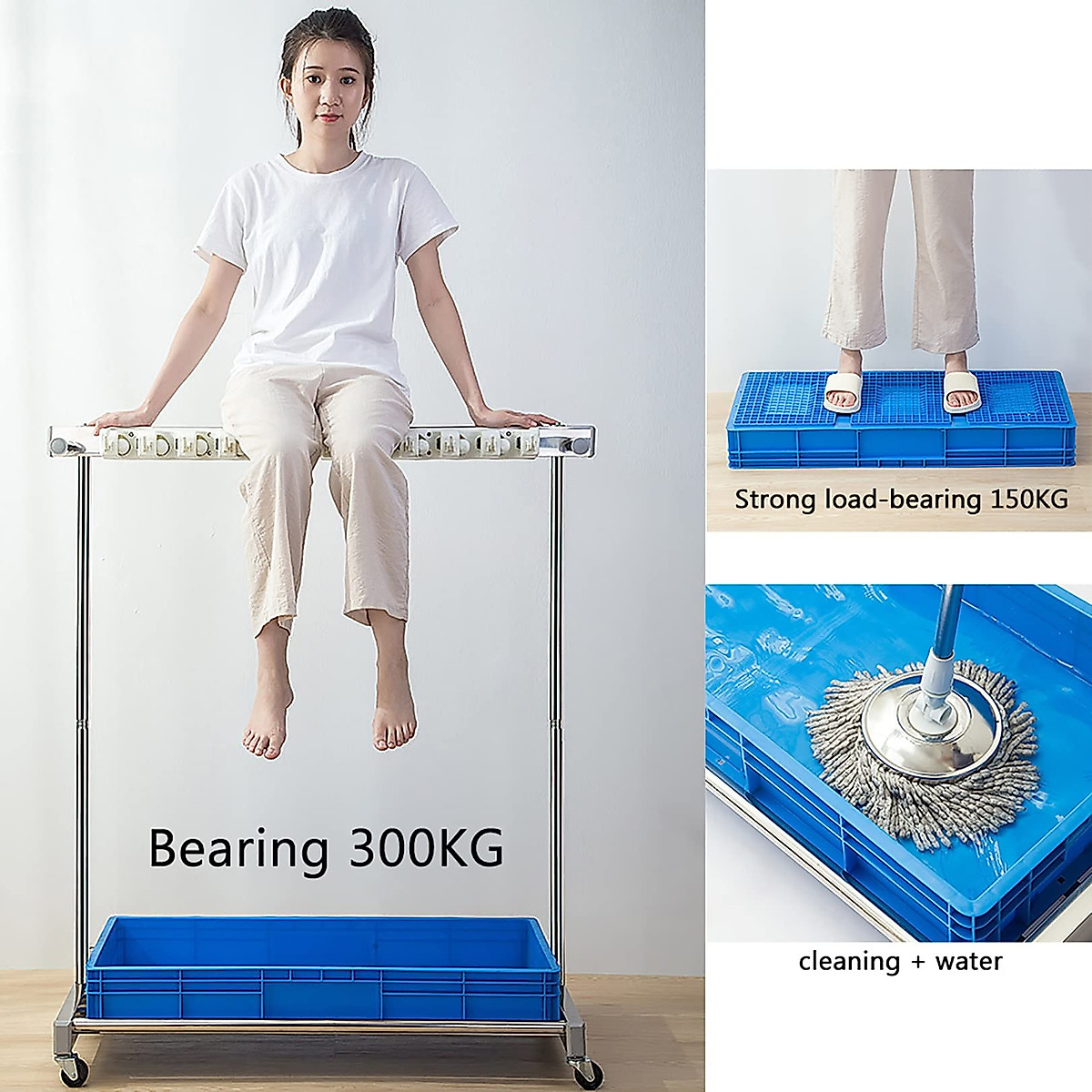 Utility Rack for Mops And Brooms,Cleaning Tool Cart Mop Holder Umbrella Stand,Movable Commercial Mop Rack, Mop Drain Rack,Can put wet mops, with Wheels,for Garden,Garage,Schools,Hospitals,Hotels ( Siz