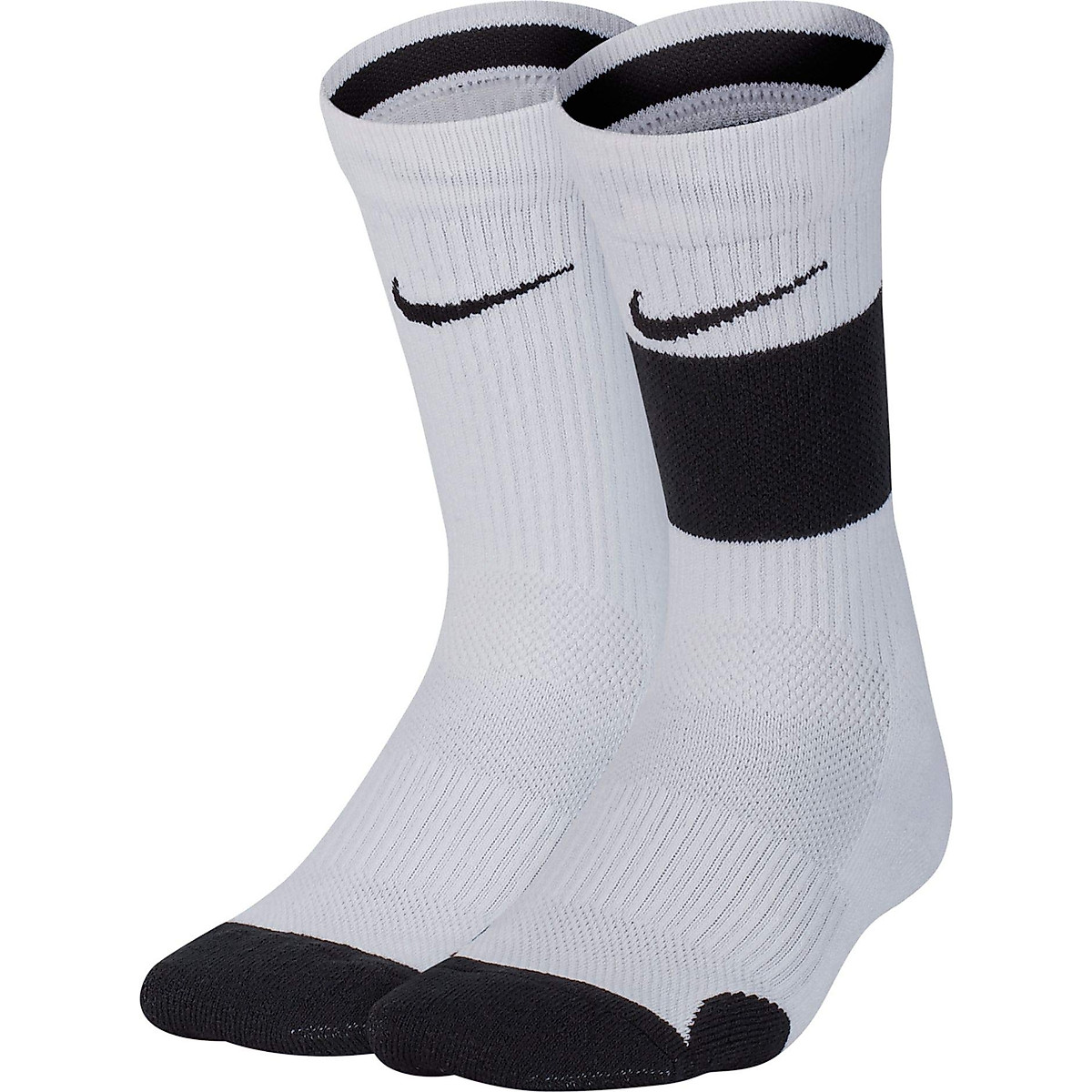 Nike Boy`s Elite Basketball Crew Socks 2 Pack (White(RN0289-001)/White, 4-5(Kids 7C-10C))
