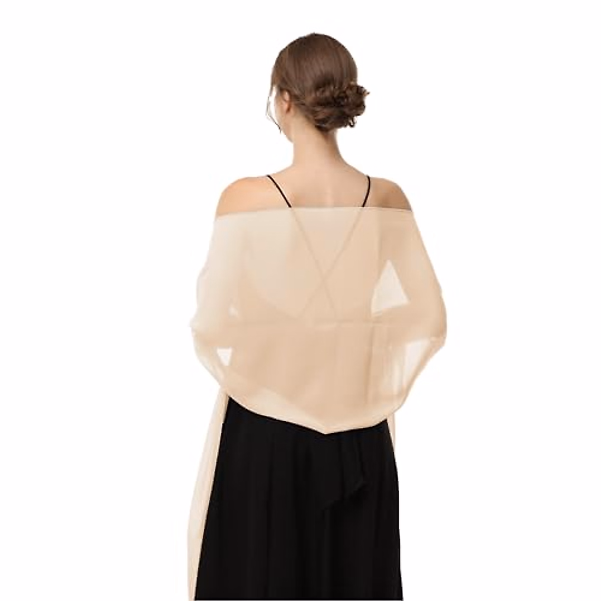 Baoqiya Women's Scarf Shawls and Wraps for Evening Dress Chiffon Shawl Soft Elegant Silky Pashmina Wedding Bridal Scarves(Champagne, 79"×29")