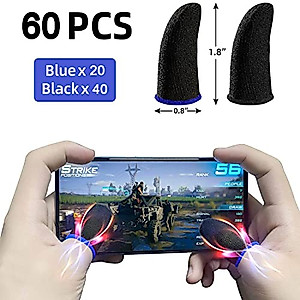 60 Pcs Gaming Finger Sleeves for Mobile Game, Anti-Sweat Breathable Seamless Thumb Finger Sleeve for League of Legend, PUBG, Rules of Survival, Knives Out, Fortnine