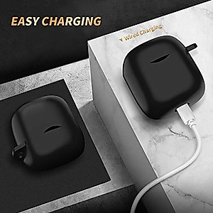 Case for JBL Tune 225/220TWS, WQNIDE Silicone Case Cover Skin, [with Carabiner] Scratch Proof&Shockproof for JBL Tune 225TWS True Wireless Earbud Headphones (Black)