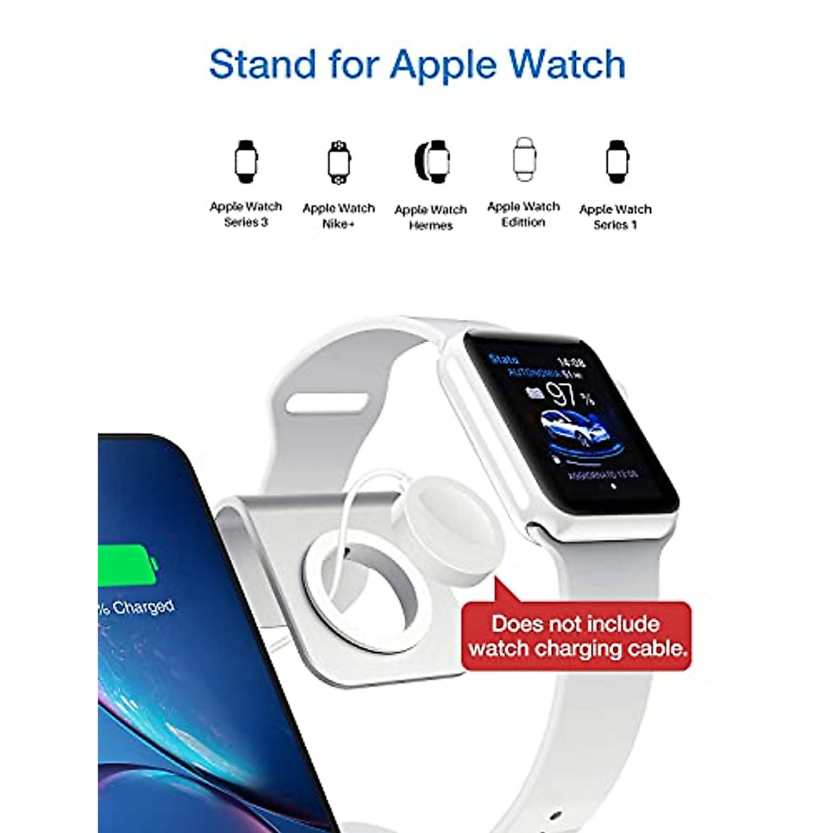 Bestand 3 in 1 Stand Holder for iPhone Mobile Phone iWatch Apple Watch and Charging Stand Station for Airpods Only (Patented, Airpods Charging Case Not Included)